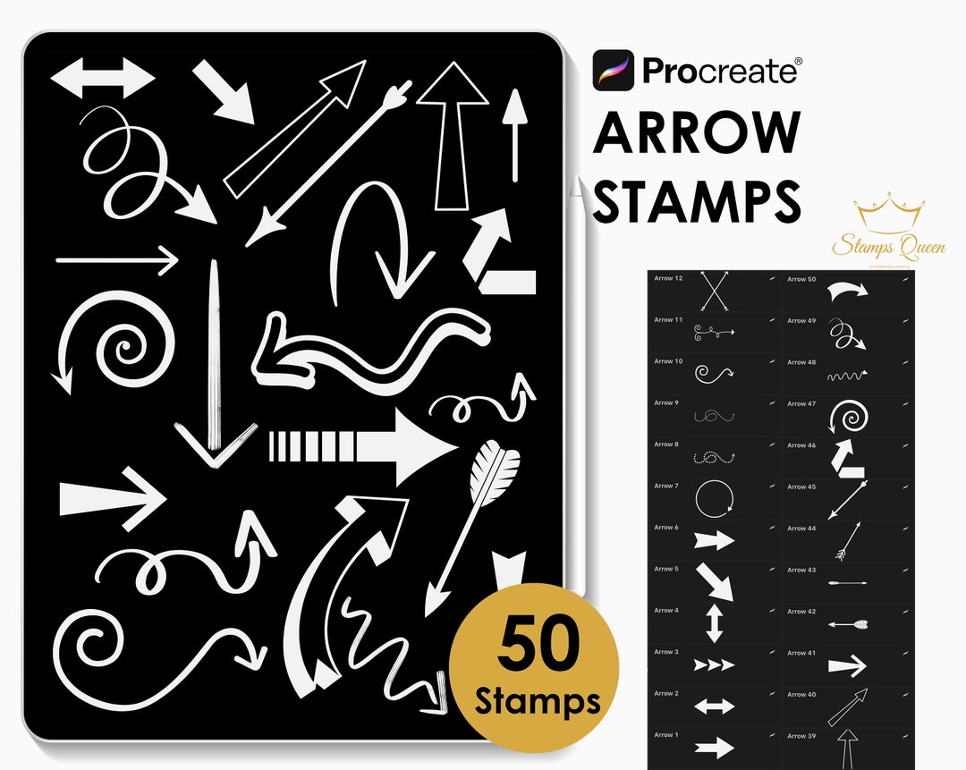 Arrow Procreate Stamps: 50 Hand-drawn Shape Brushes - Etsy