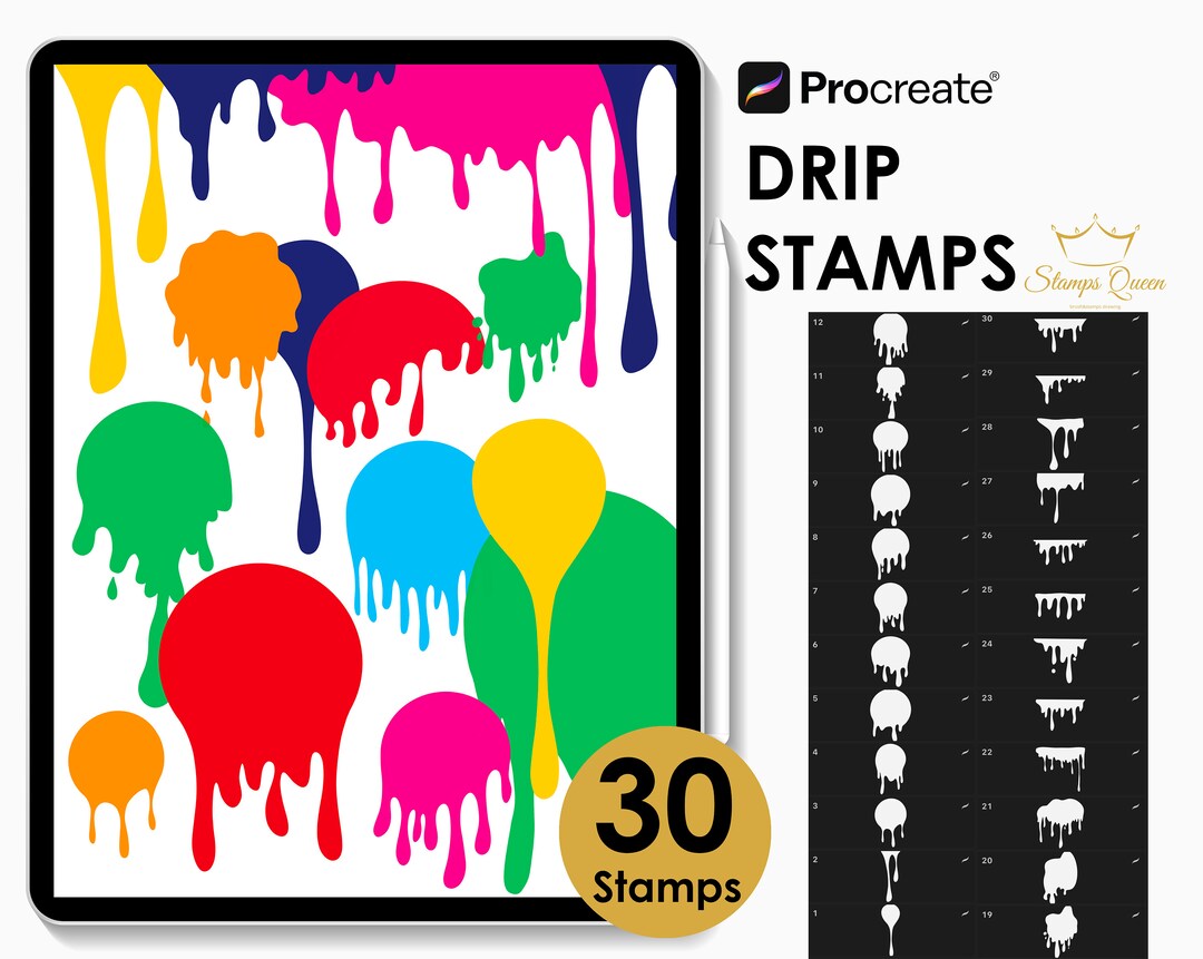 Drip Procreate Stamps, Paint Stamps, Splash Stamps, Procreate Bundle - Etsy