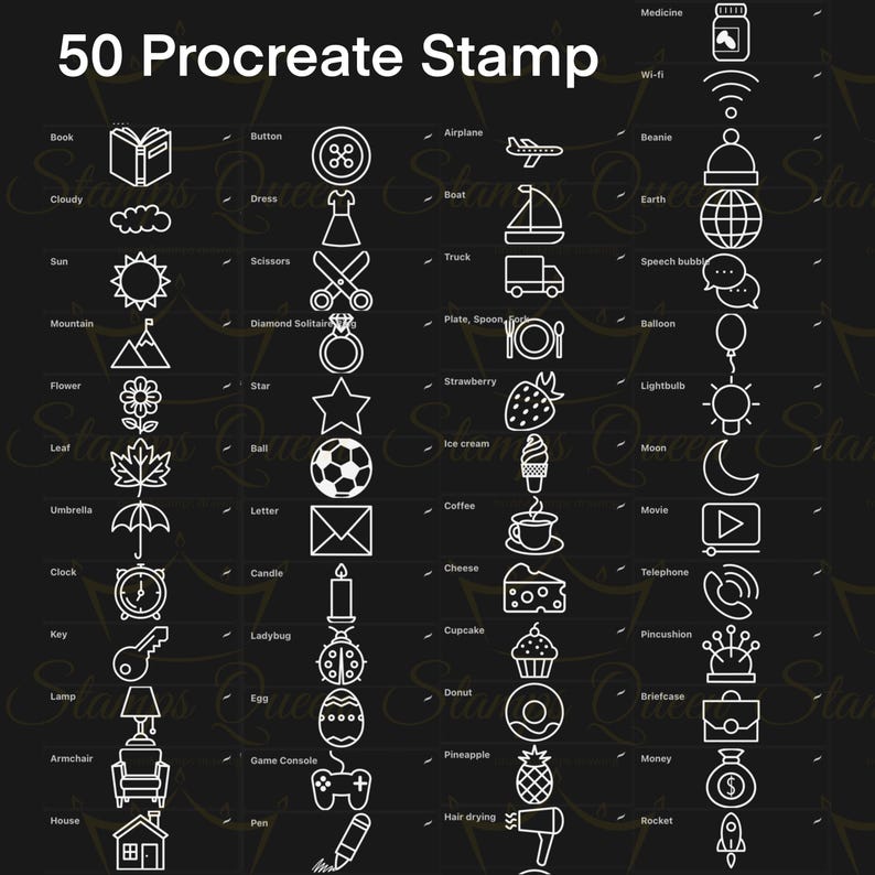 Procreate Daily Life Icon Stamps: Minimal Doodle Shapes - Etsy