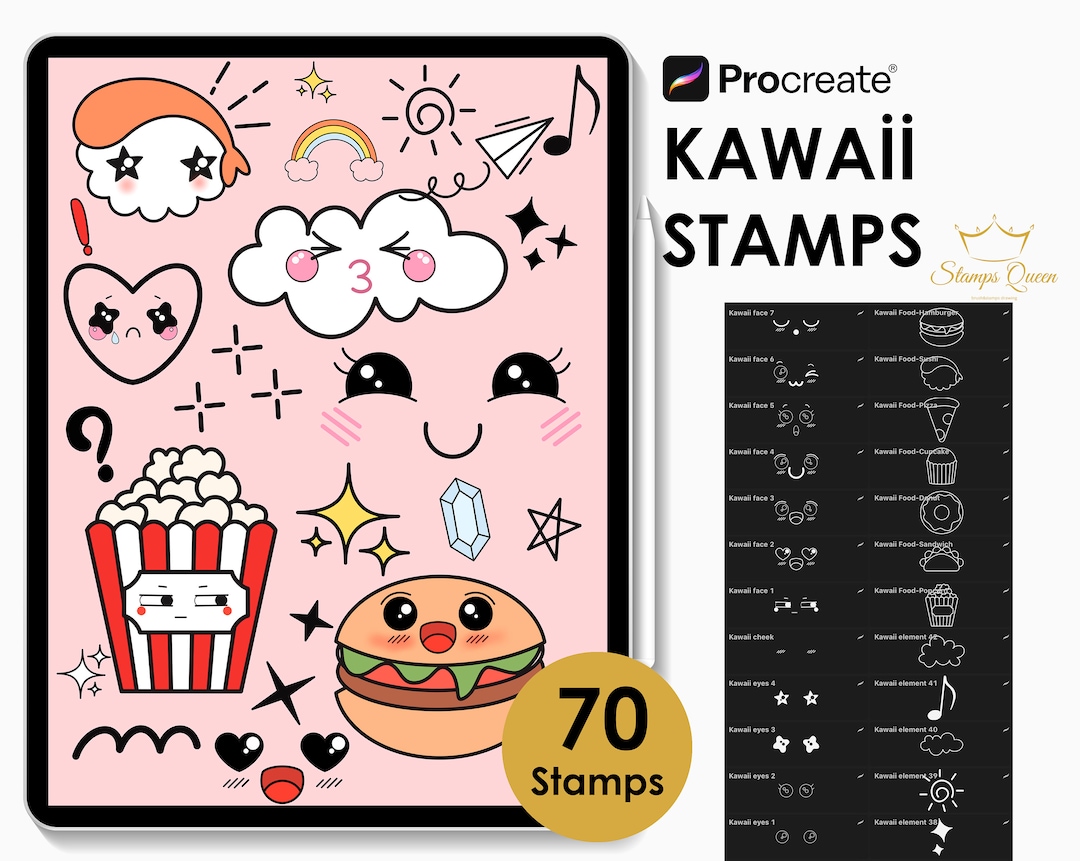 Kawaii Stamps for Procreate, Kawaii Procreate, Cute Kawaii, Food Stamp ...