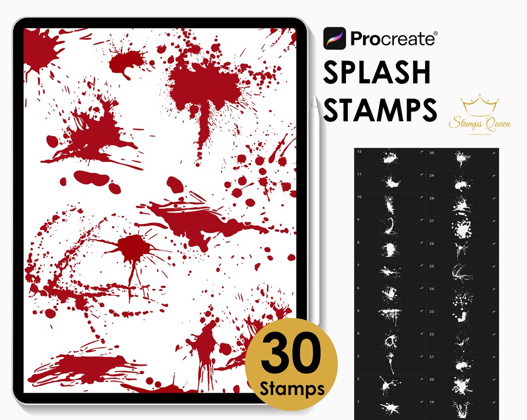 Splash Procreate Stamps, Blood Spatter for Halloween, Splash Splatter ...