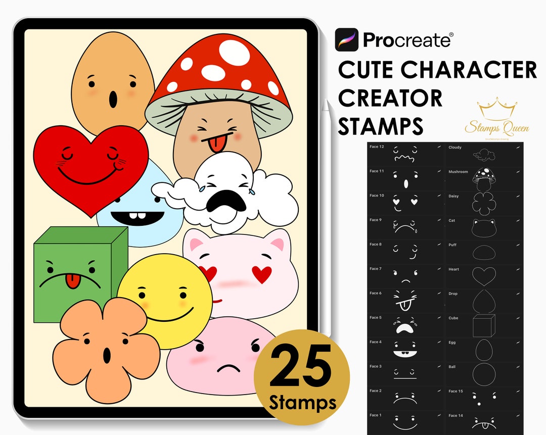 Cute Character Creator Procreate Stamps Bundle, Procreate Stamps ...