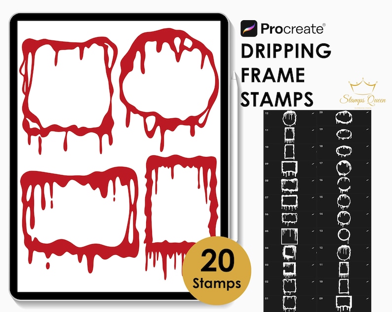 Procreate Dripping Frames, Gothic Borders, Halloween Stamps - Etsy