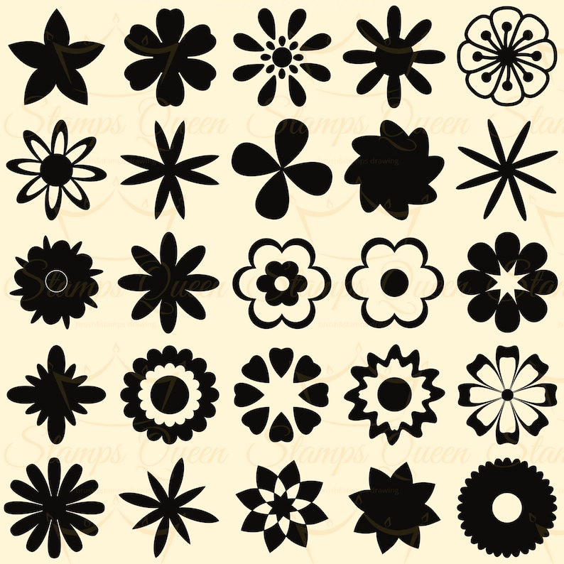Procreate Flower Stamps: Shape Brush Set (digital Download) - Etsy
