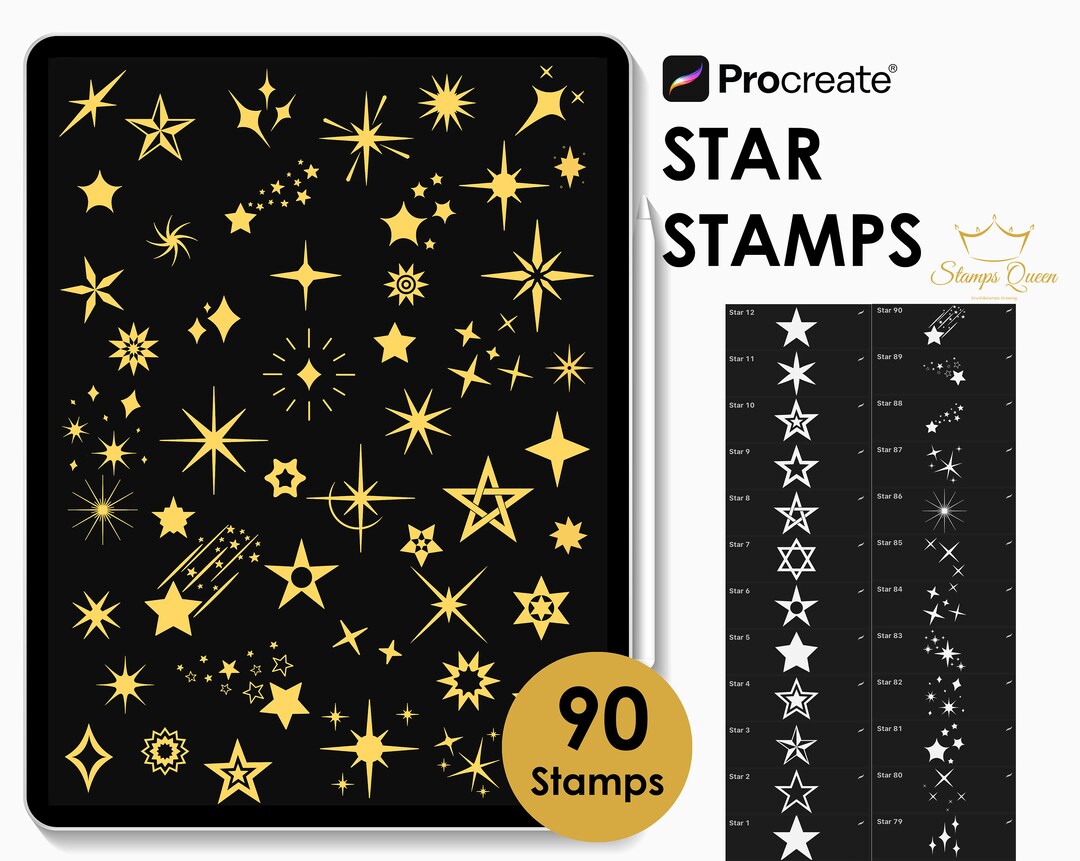 Star Stamps for Procreate, Stars & Sparkles Procreate Bundle, Shape ...