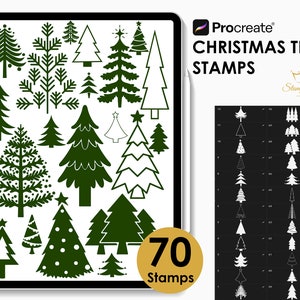 Procreate Christmas Tree Stamps: Pine & Silhouette Brush Set (digital ...
