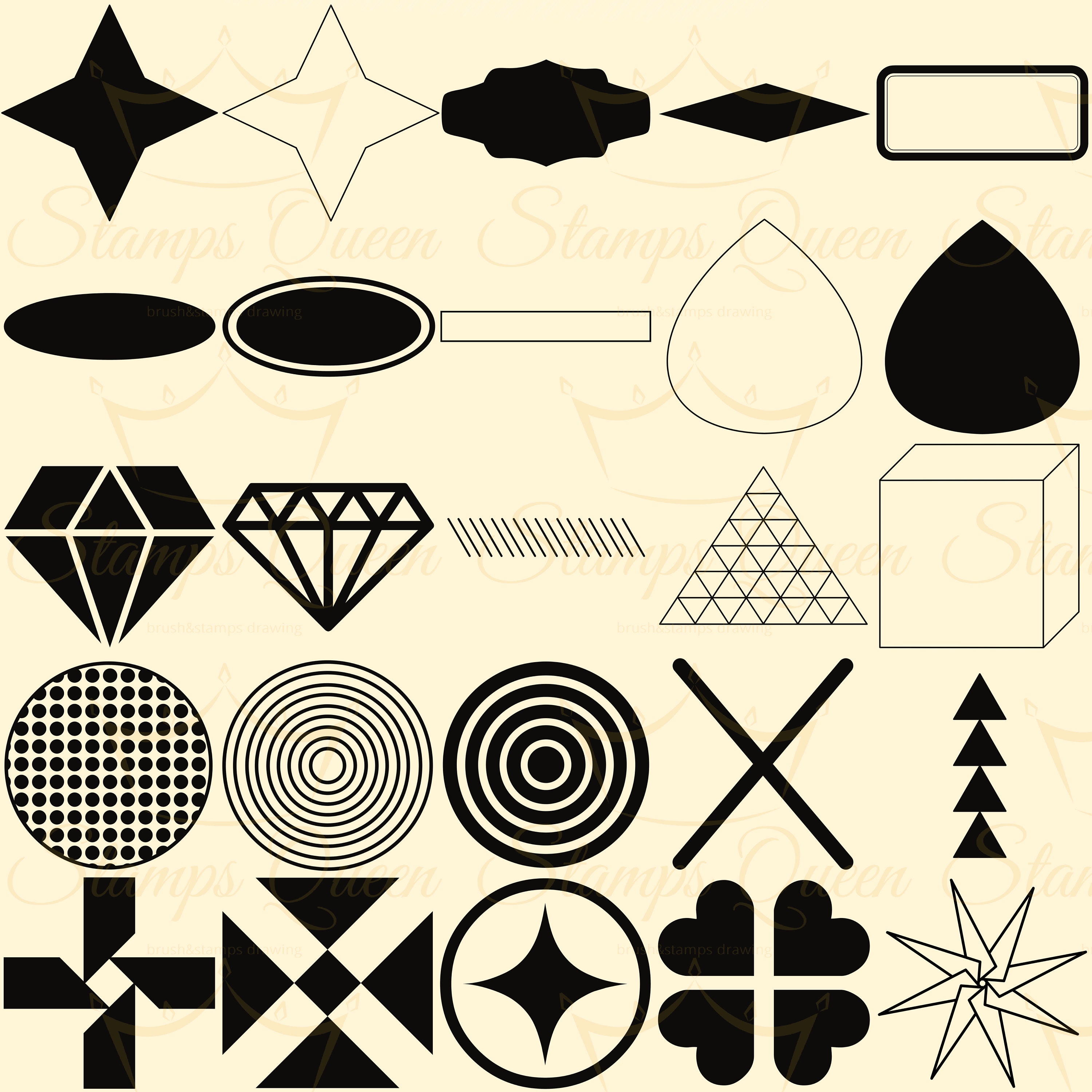 Geometric Shape Stamps Mega Bundle: Procreate Stamps (digital Download ...