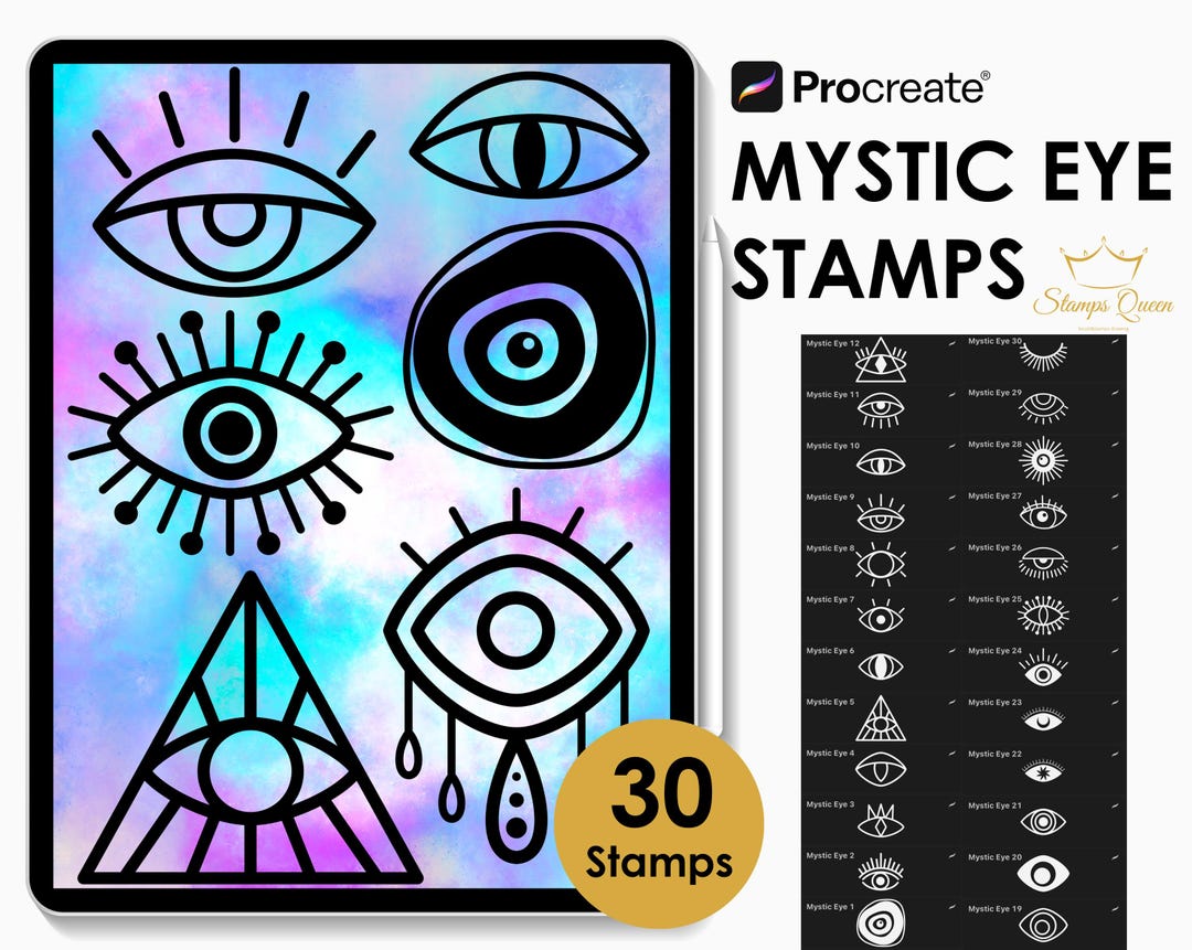 Procreate Mystic Eye Stamps: 30 Line Art Brushes (digital Download - Etsy