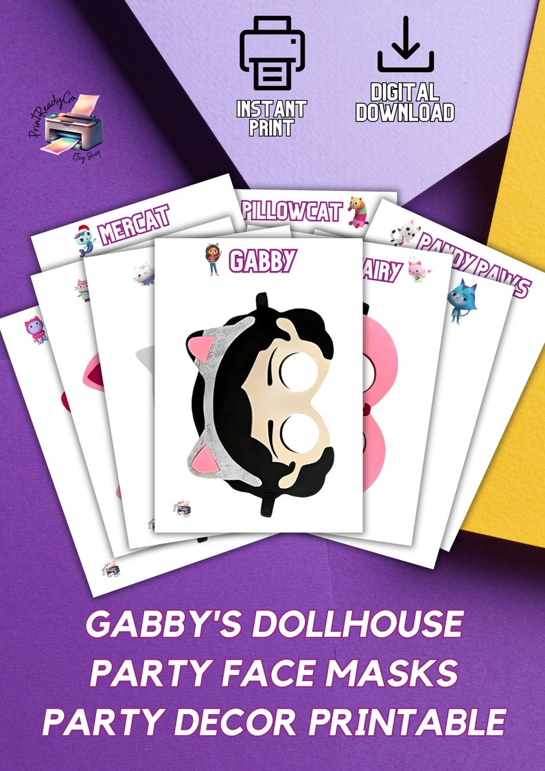 Gabby's Dollhouse Party Face Masks Party Decor Printable - Etsy