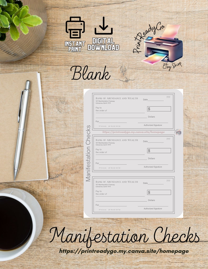 Blank Background Manifestation Checks | Cheques | Law of Attraction ...