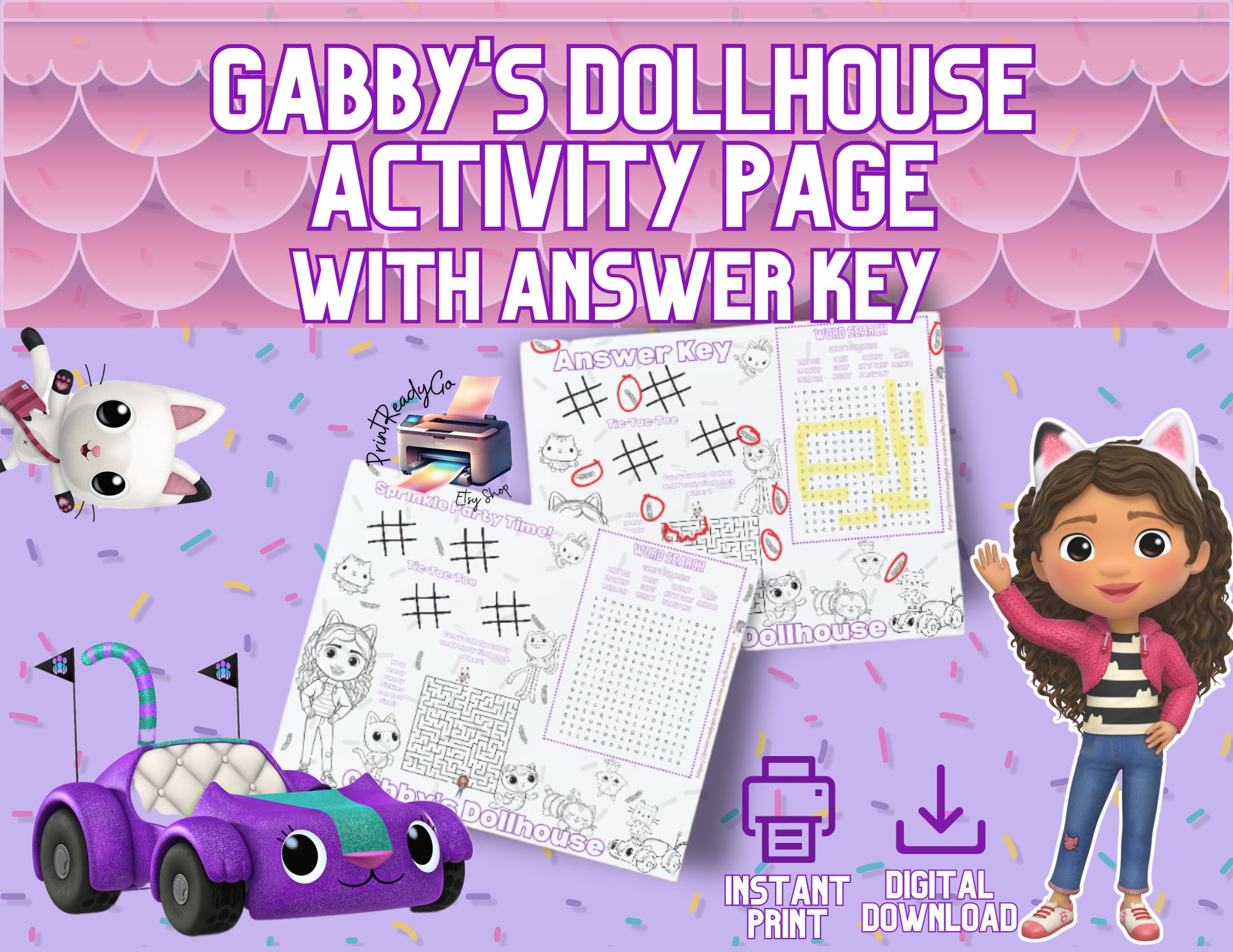 Gabby's Dollhouse Activity Page, Party Favor With Answer Key - Etsy