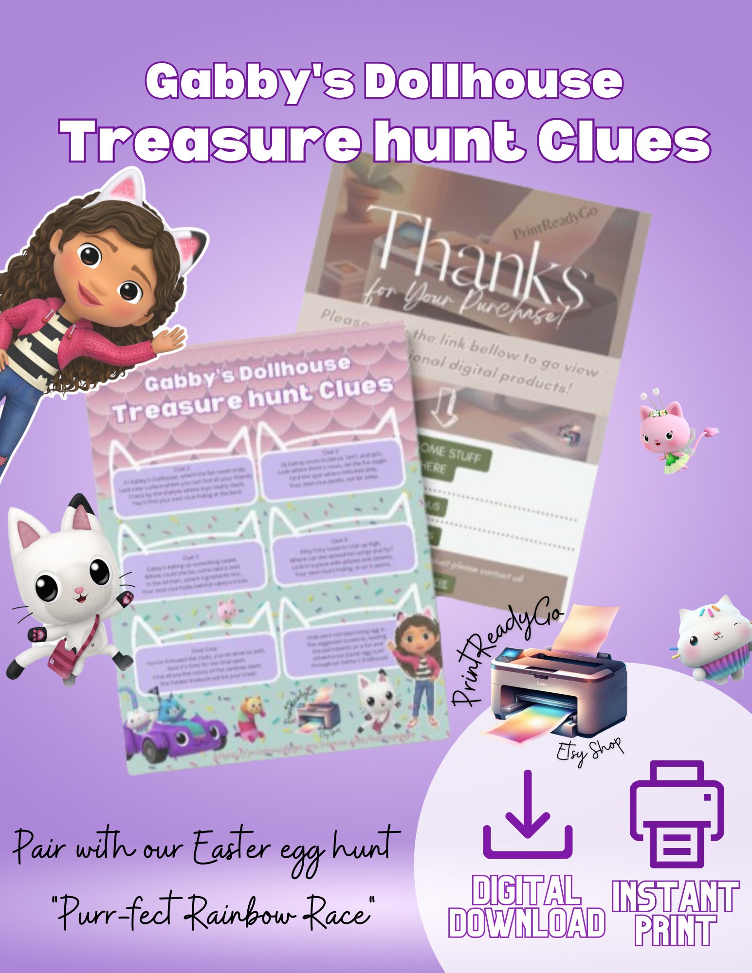 Gabby's Dollhouse Easter Egg Treasure Hunt Clues - Etsy