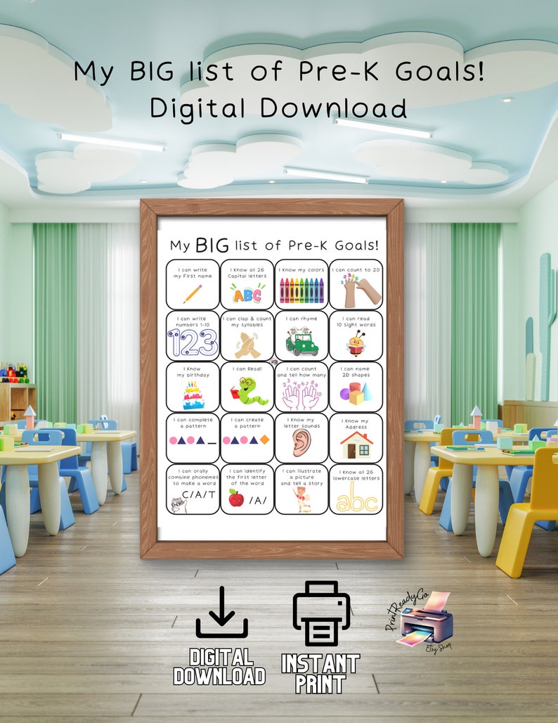 My Big List of Pre-k Goals - Etsy