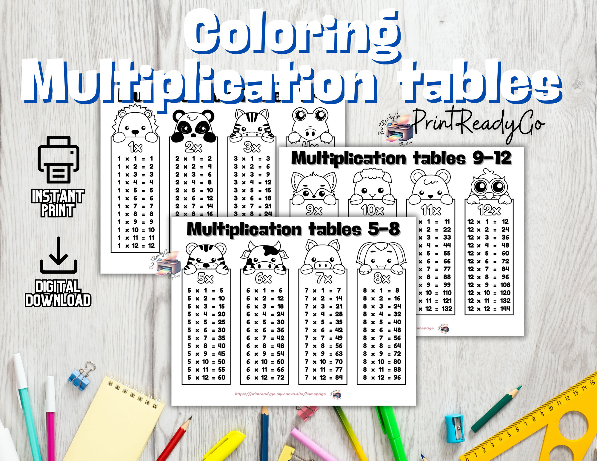 Coloring Multiplication Times Tables Worksheet - Etsy