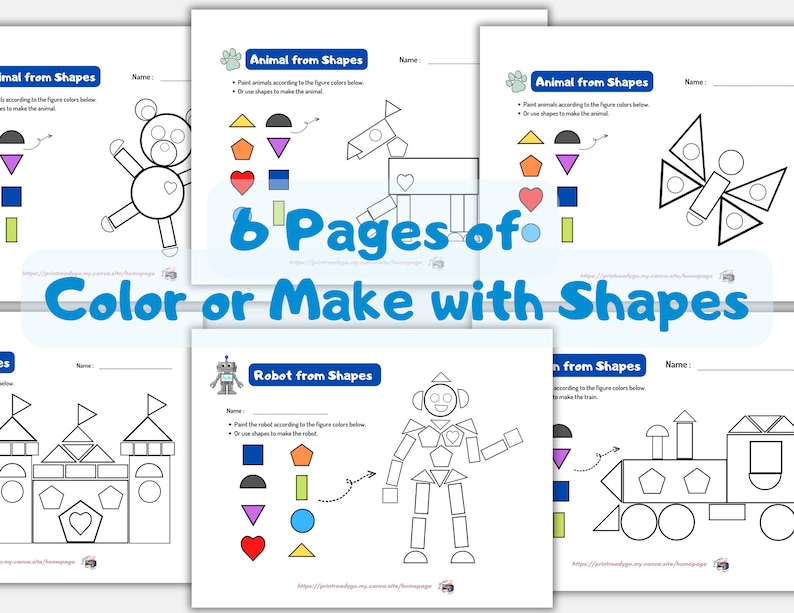 Color or Make Activity Pages With Shapes - Etsy