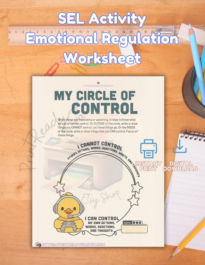My Circle of Control Worksheet – Kids Emotional Regulation Printable ...