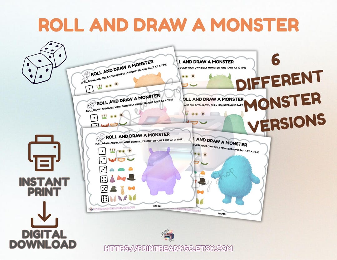 Roll and Draw a Monster | Kids Dice Game | Halloween Classroom Activity ...