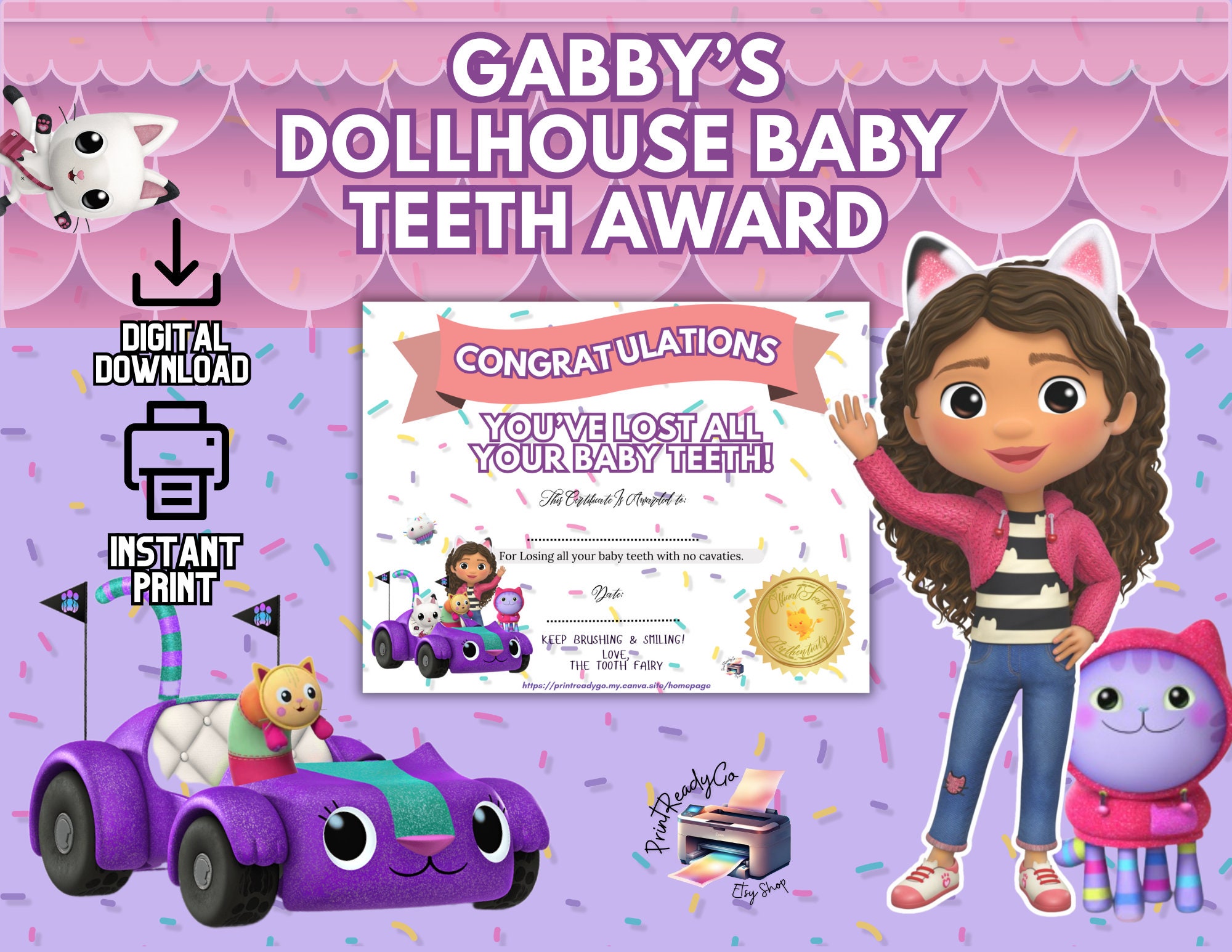 Gabby's Dollhouse Baby Teeth Award Certificate - Etsy