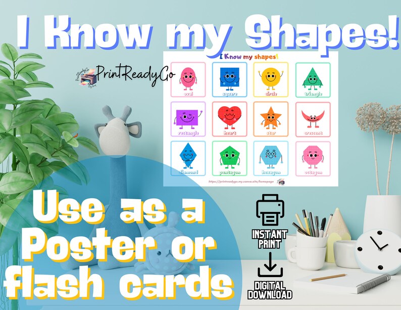 I Know My Shapes Poster or Flash Cards Pre-k Readiness - Etsy