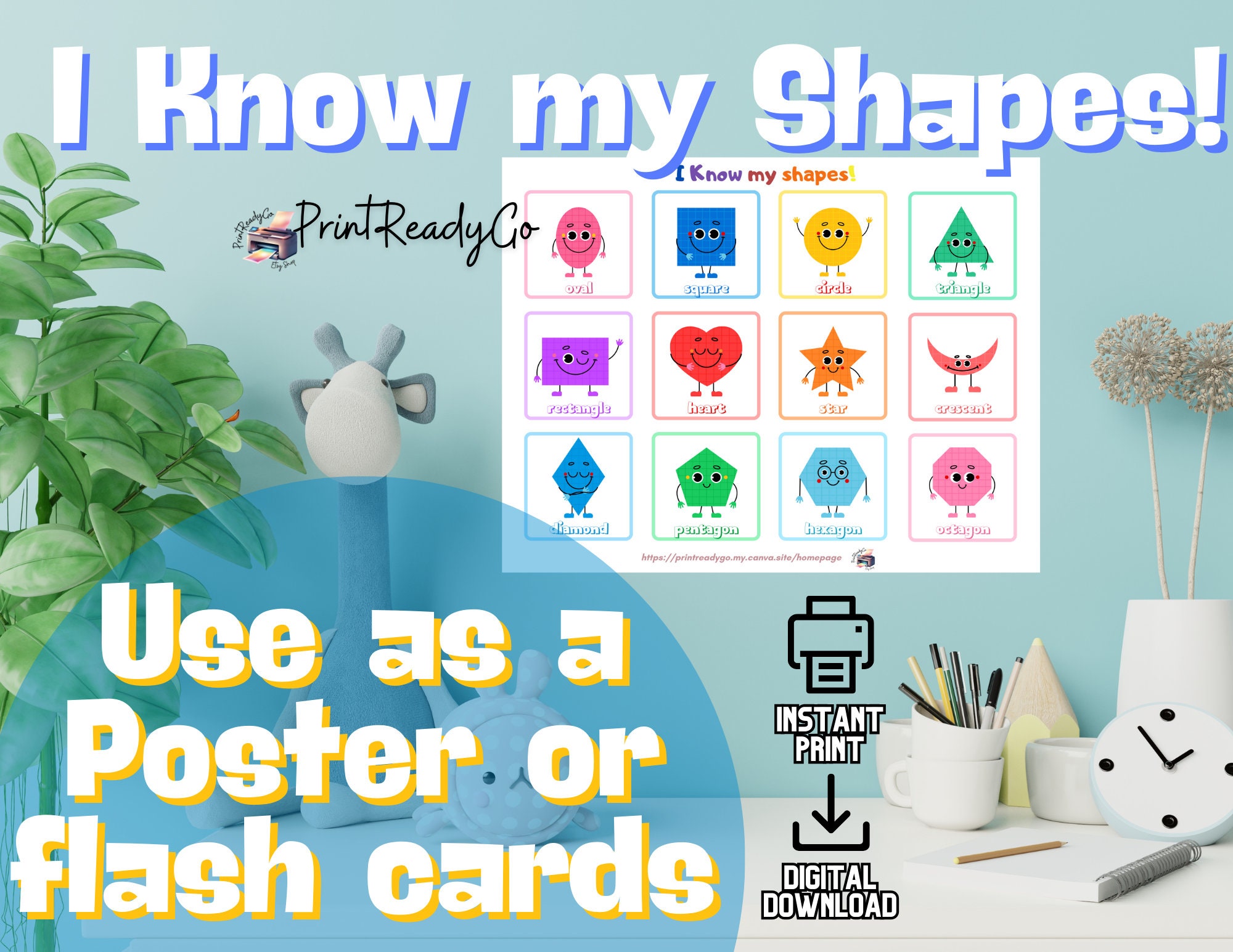 I Know My Shapes Poster or Flash Cards Pre-k Readiness - Etsy