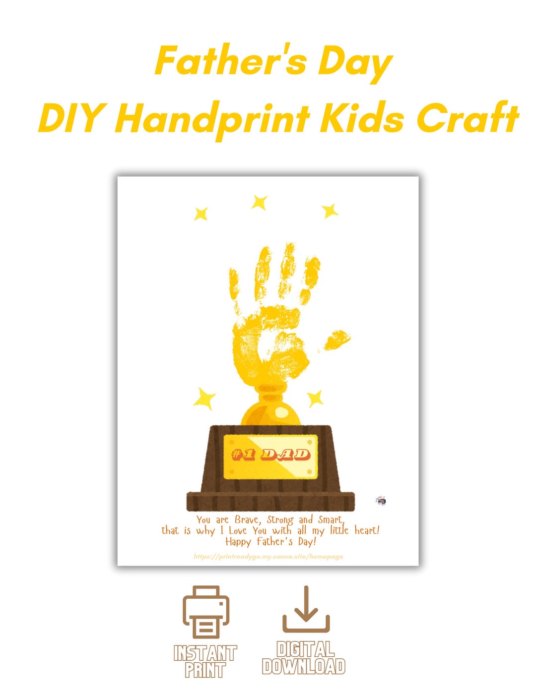 DIY Father's Day Handprint Kids Craft - Etsy