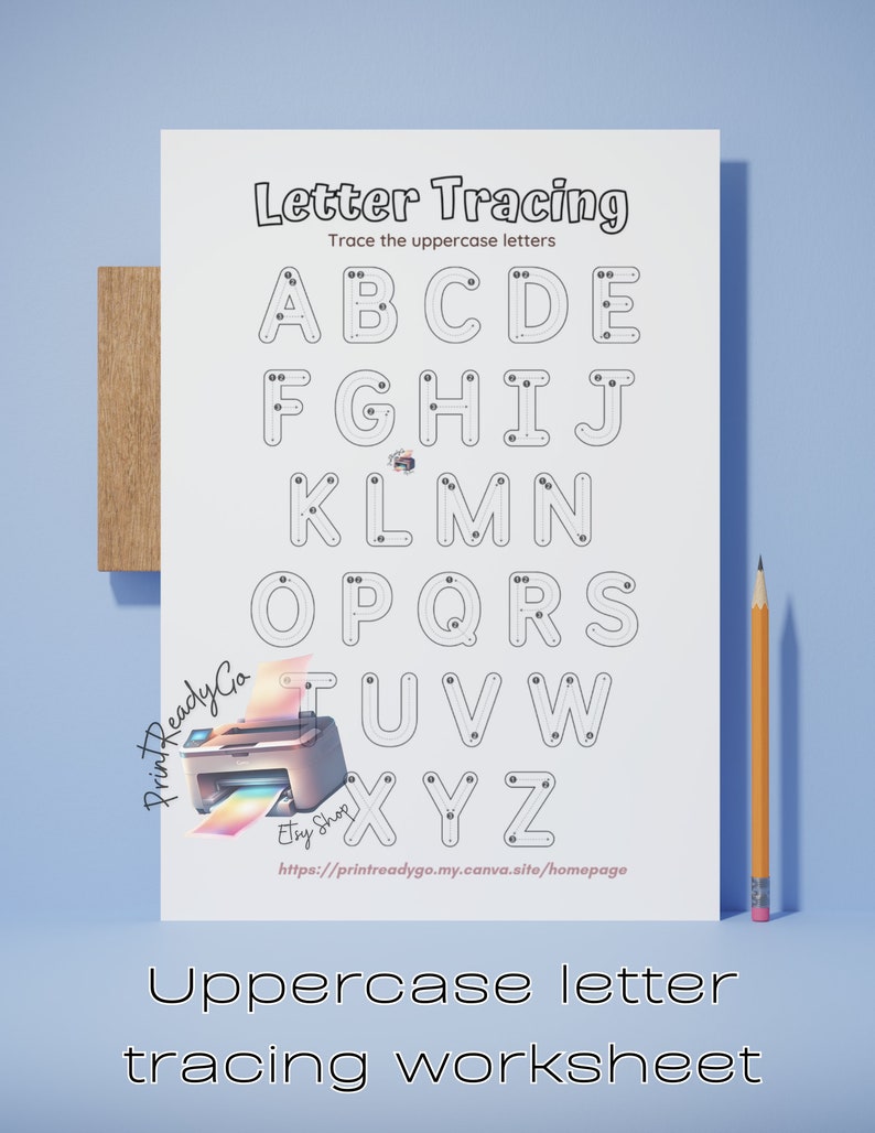 Uppercase Letter Tracing Worksheet - Etsy