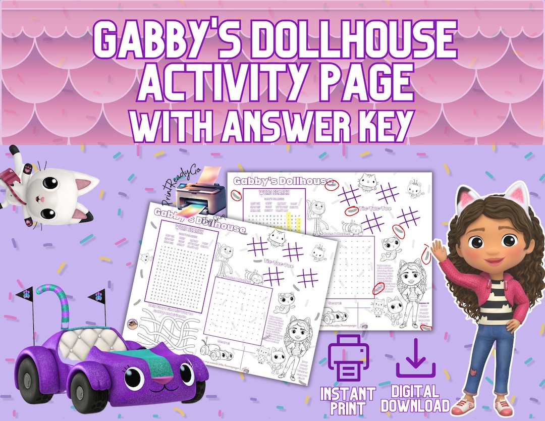 Gabby's Dollhouse Activity Page, Party Favor With Answer Key - Etsy