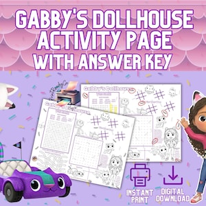 Gabby's Dollhouse Activity Page, Party Favor With Answer Key - Etsy