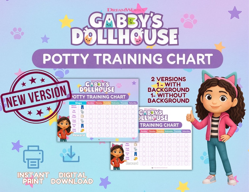 Gabby’s Dollhouse Potty Training Chart Printable – Reward Chart for ...