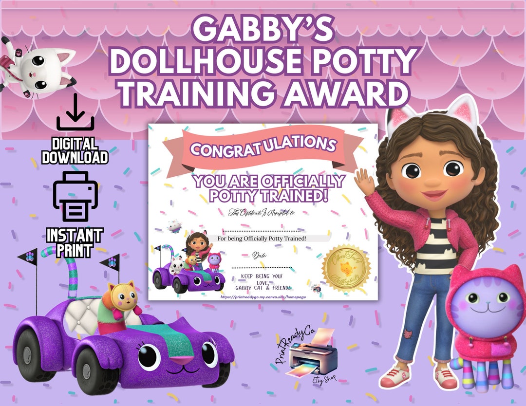 Gabby's Dollhouse Potty Training Award Certificate - Etsy