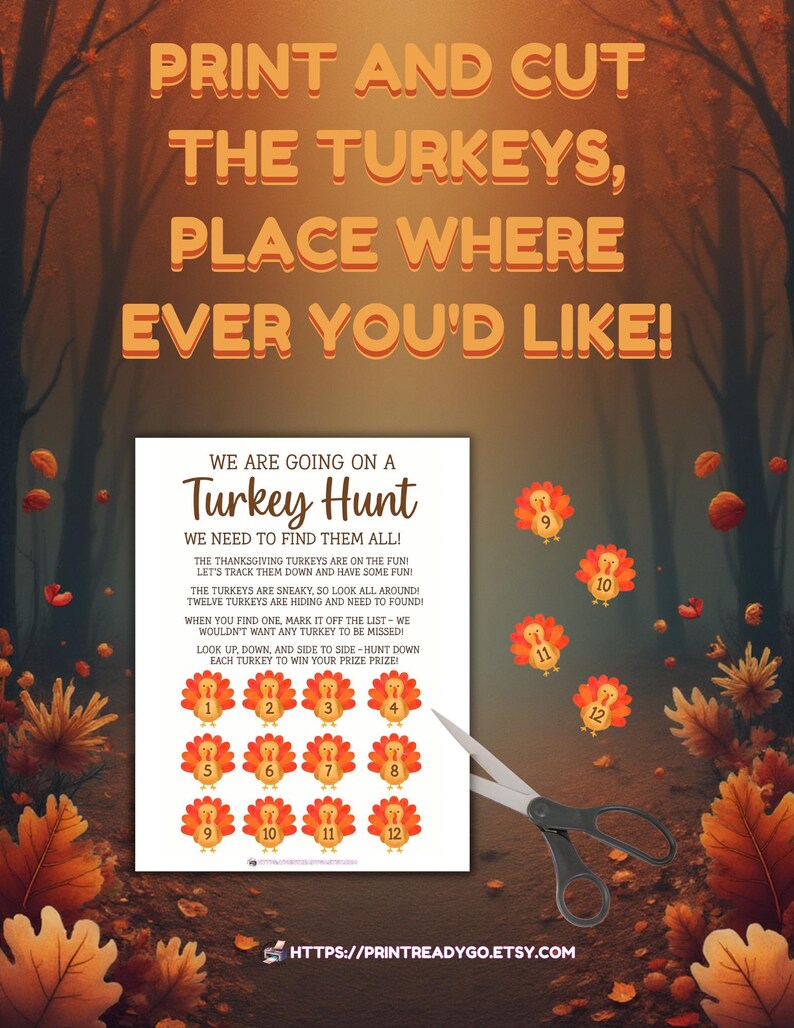 Turkey Scavenger Hunt Printable Game – Thanksgiving Activity for Kids ...