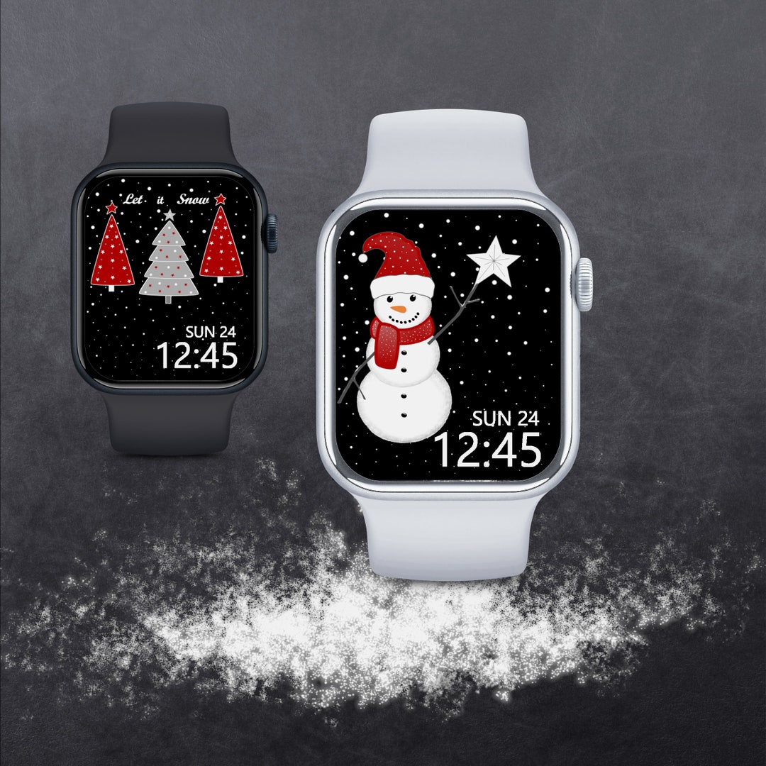 Winter Apple Watch Wallpaper Set, Festive Smartwatch Background Bundle ...