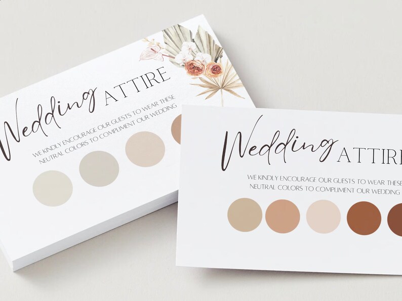 Wedding Dress Code Card Template Select Your Colors - Etsy