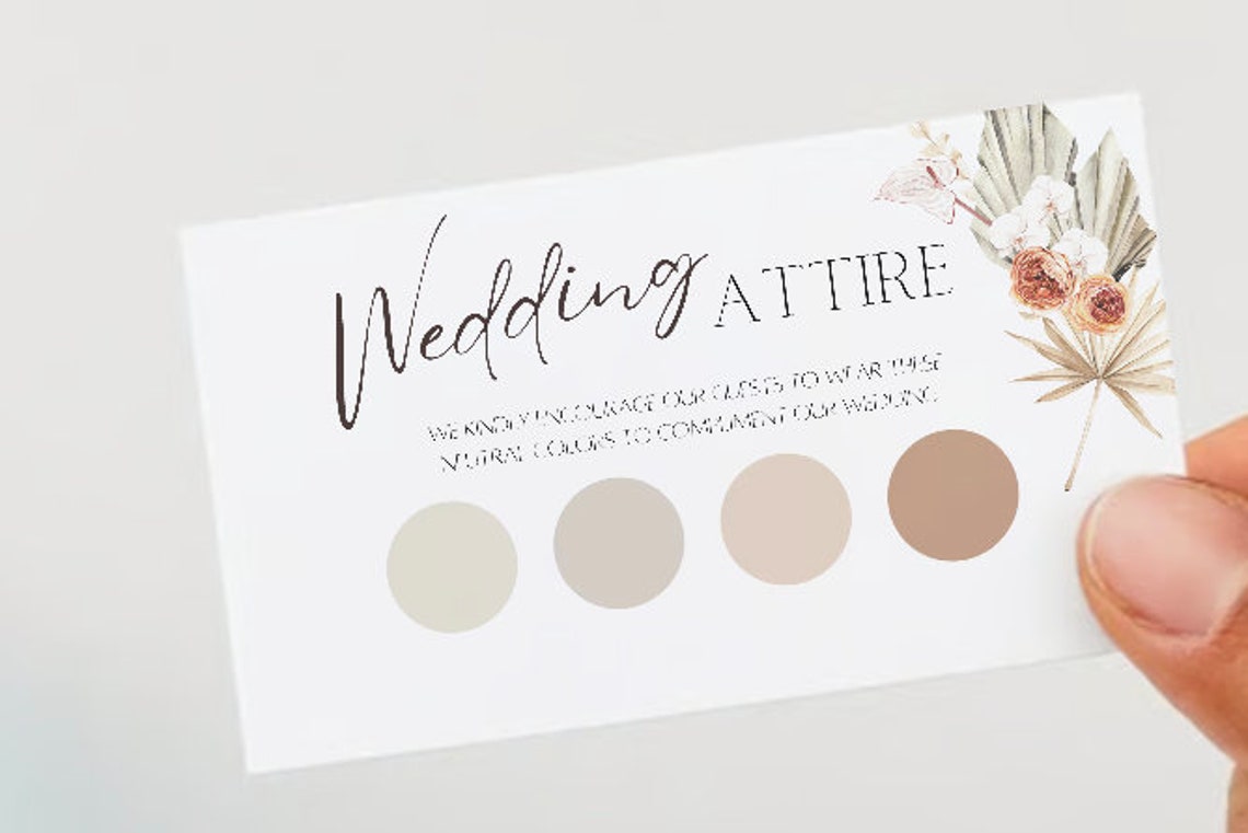 Wedding Dress Code Card Template Select Your Colors - Etsy