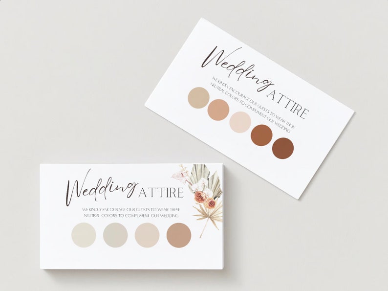 Wedding Dress Code Card Template Select Your Colors - Etsy