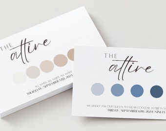 Wedding Attire Card Template, Neutral Wedding Color Palette Insert ...