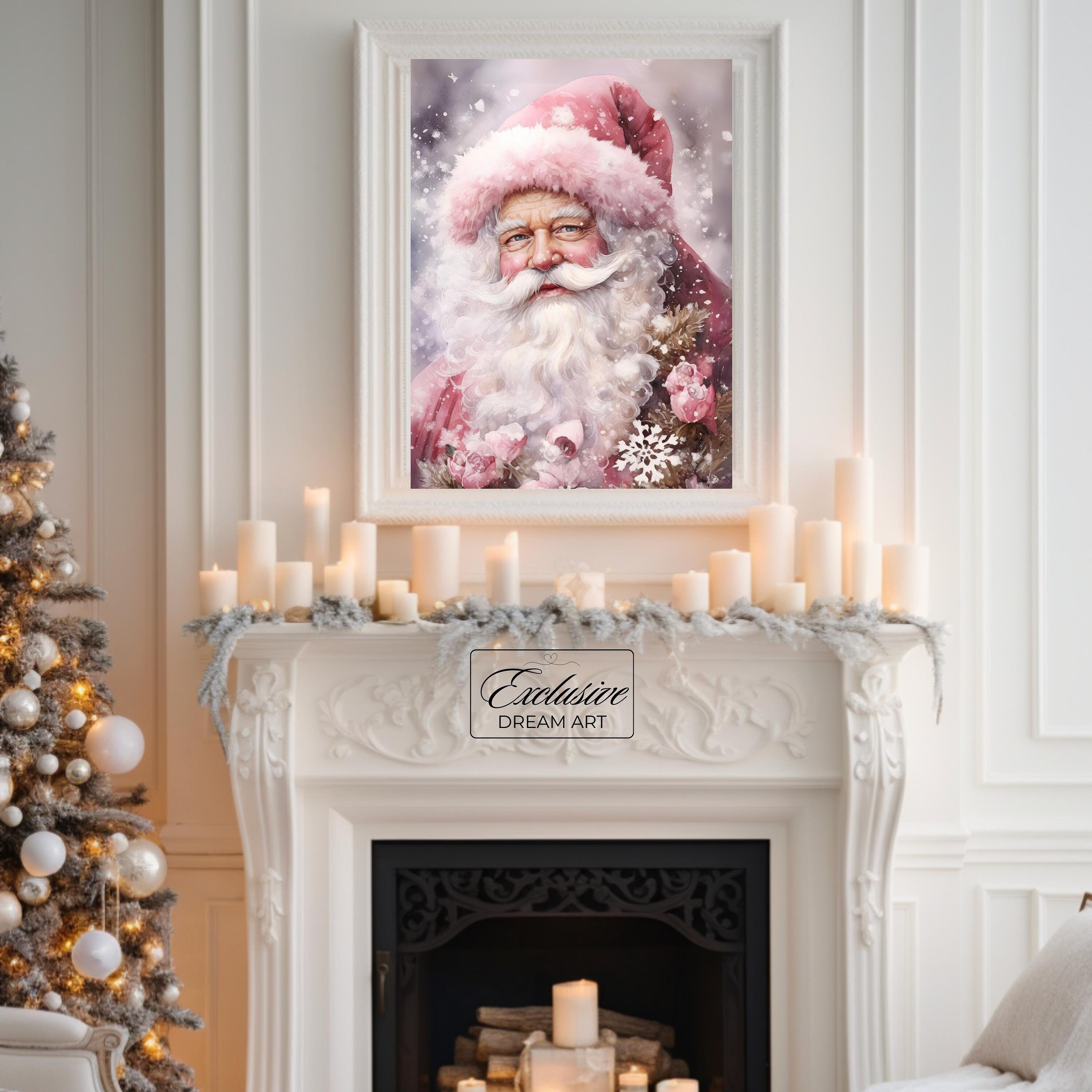 24x36 Poster Pink Santa Claus Vintage Santa Christmas - Etsy