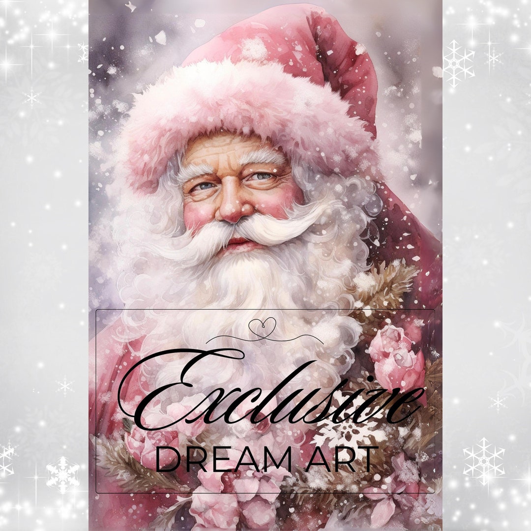 24x36 Poster Pink Santa Claus Vintage Santa Christmas - Etsy