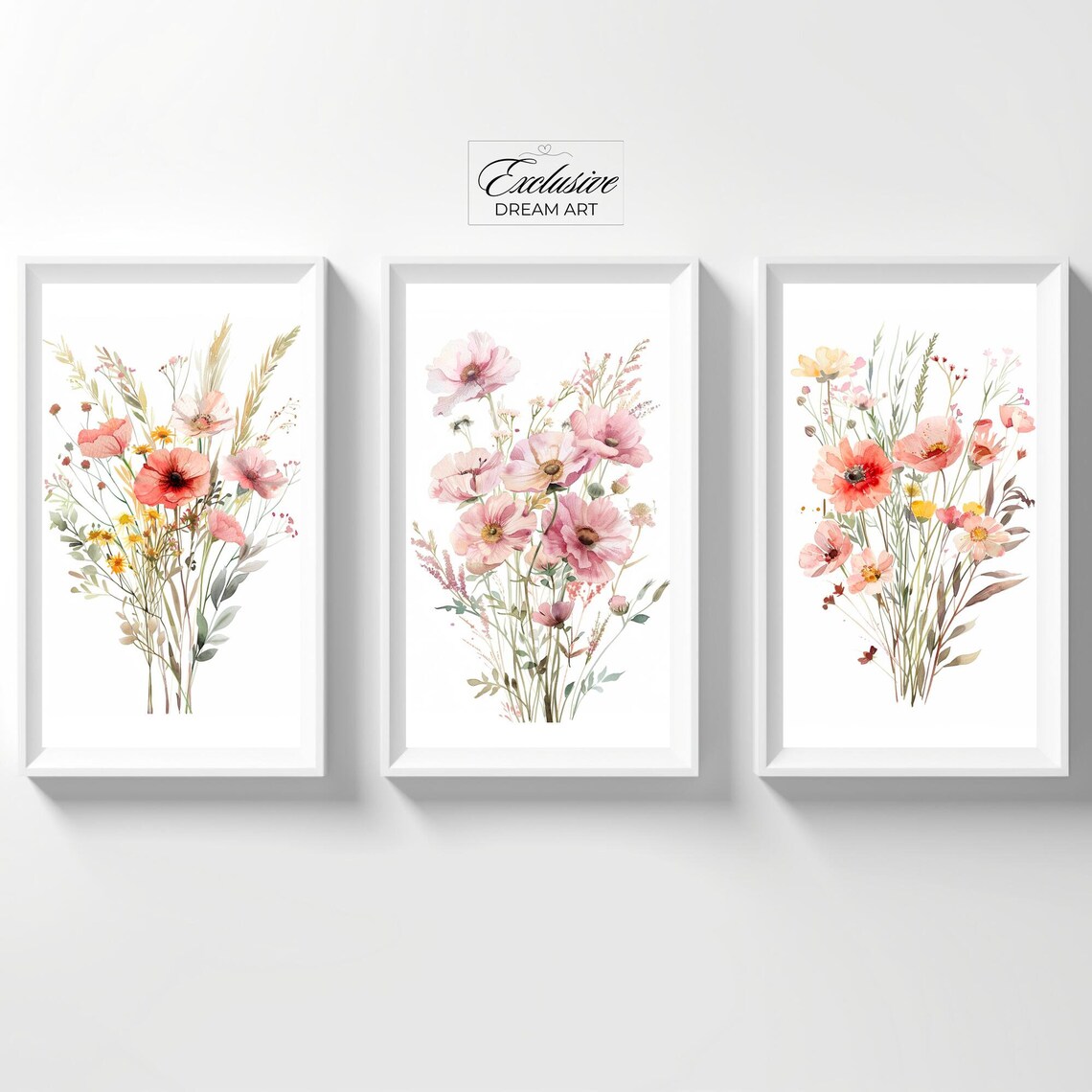 Set of 3 Wildflower Art, Flower Lovers, Wildflower Decor, Botanical Art ...