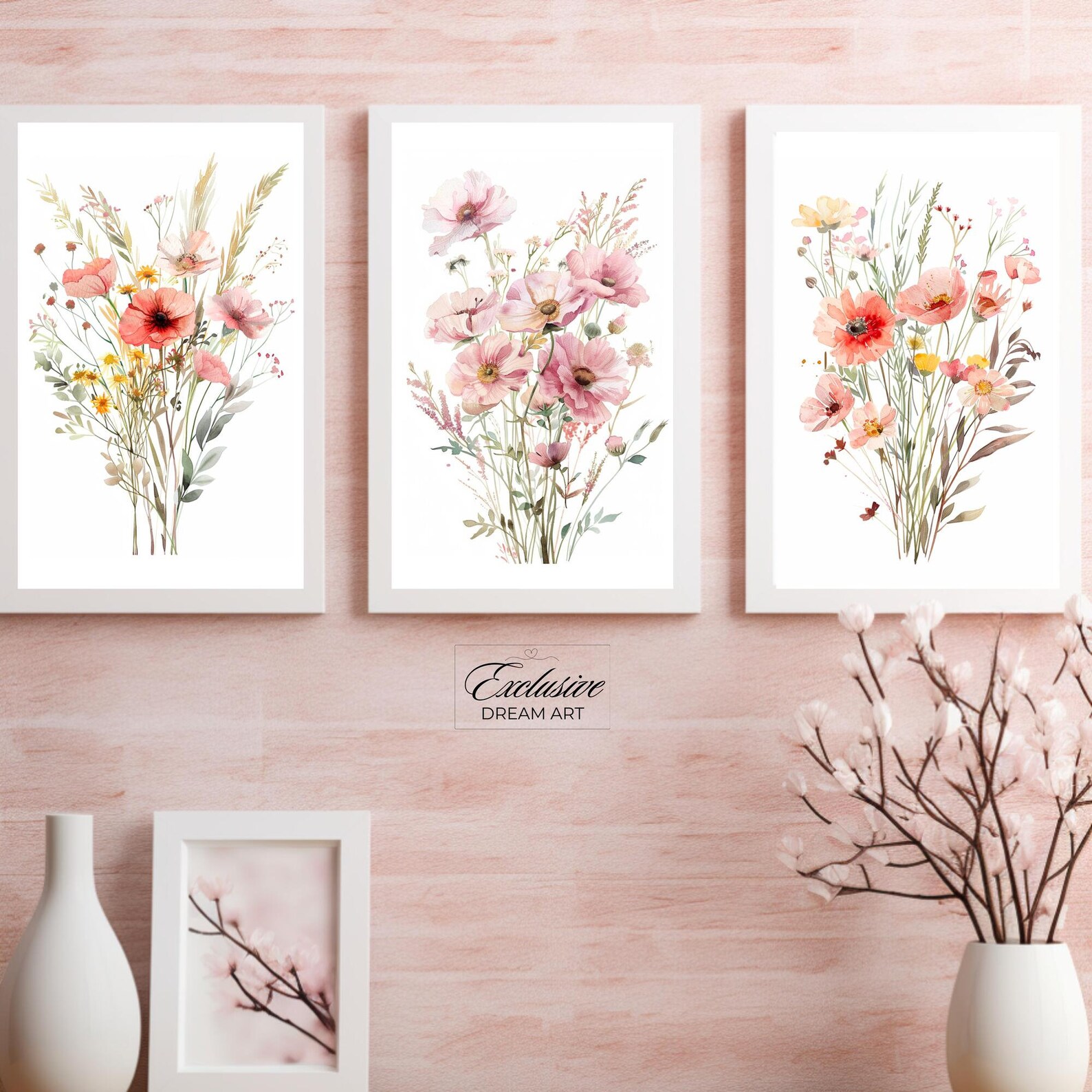 Set of 3 Wildflower Art, Flower Lovers, Wildflower Decor, Botanical Art ...