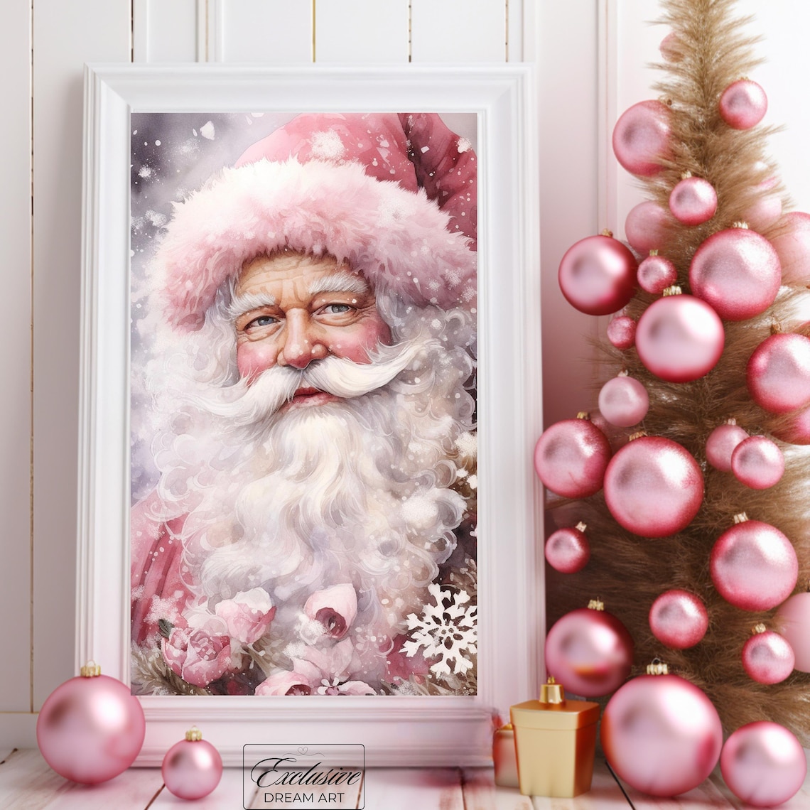 24x36 Poster Pink Santa Claus Vintage Santa Christmas - Etsy