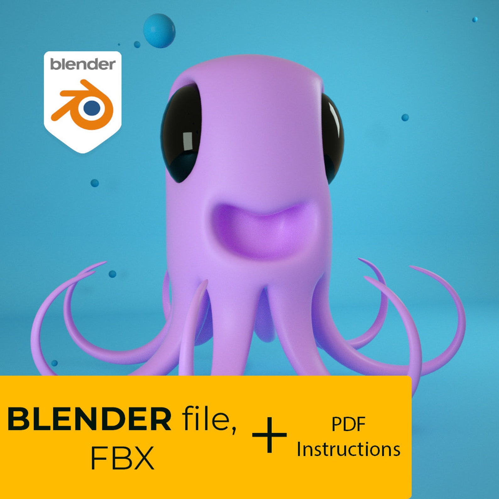 3D Model, Blender Template, FBX Character, Octopus, Blender Scene ...