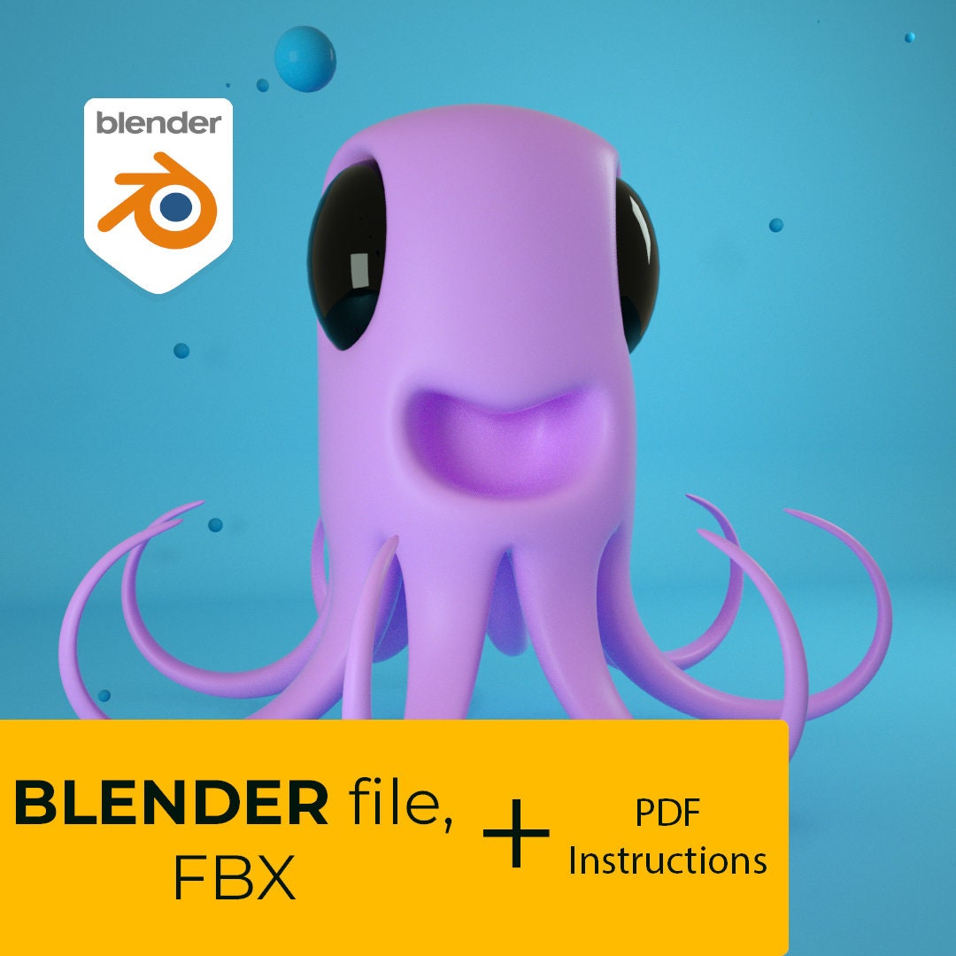3D Model, Blender Template, FBX Character, Octopus, Blender Scene ...
