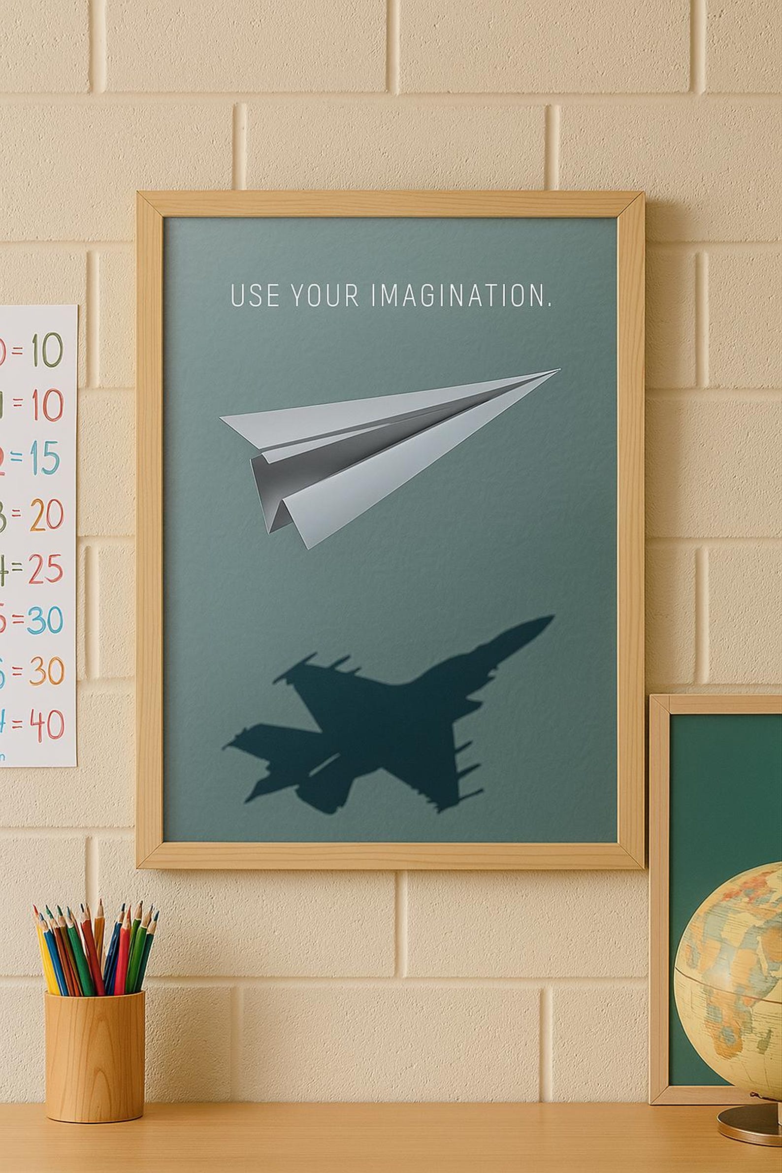 Use Your Imagination” Printable Wall Art – Paper Plane & Fighter Jet ...