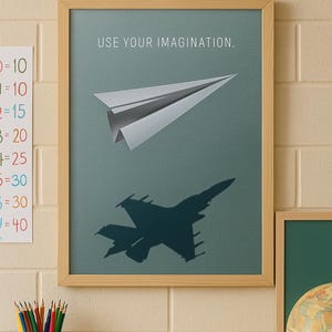 Use Your Imagination” Printable Wall Art – Paper Plane & Fighter Jet ...