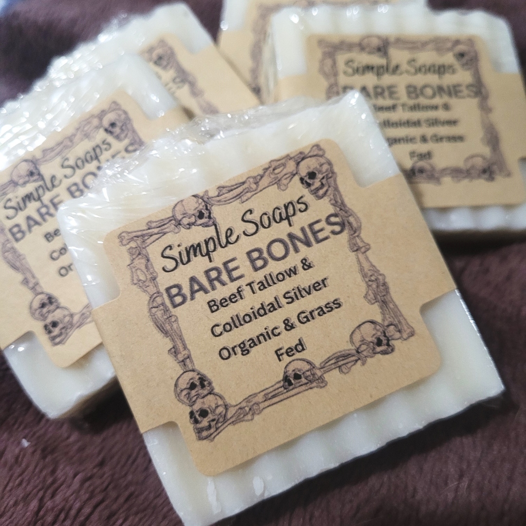 Bare Bones Colloidal Silver Soap - Organic Beef Tallow Unscented ...