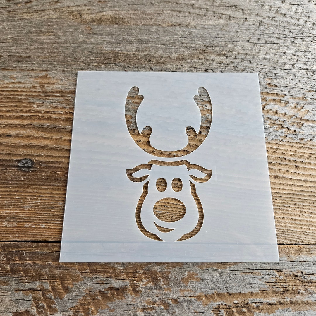 Reindeer Face Stencil Reusable Cookie Decorating Craft Painting Windows ...
