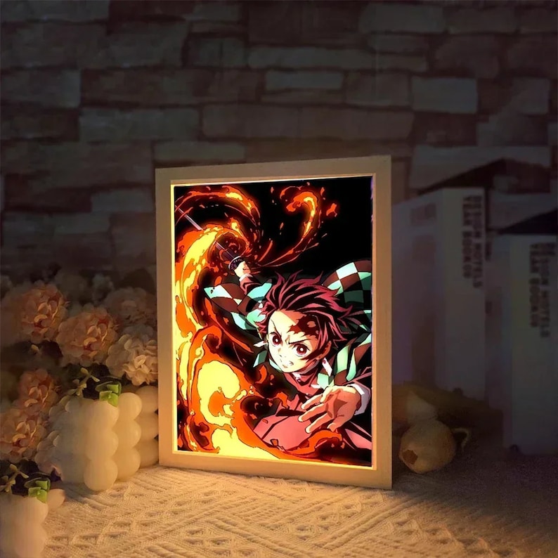 LED Frame Demon Slayer Light-up Painting, Wall Art Light, the Collision ...