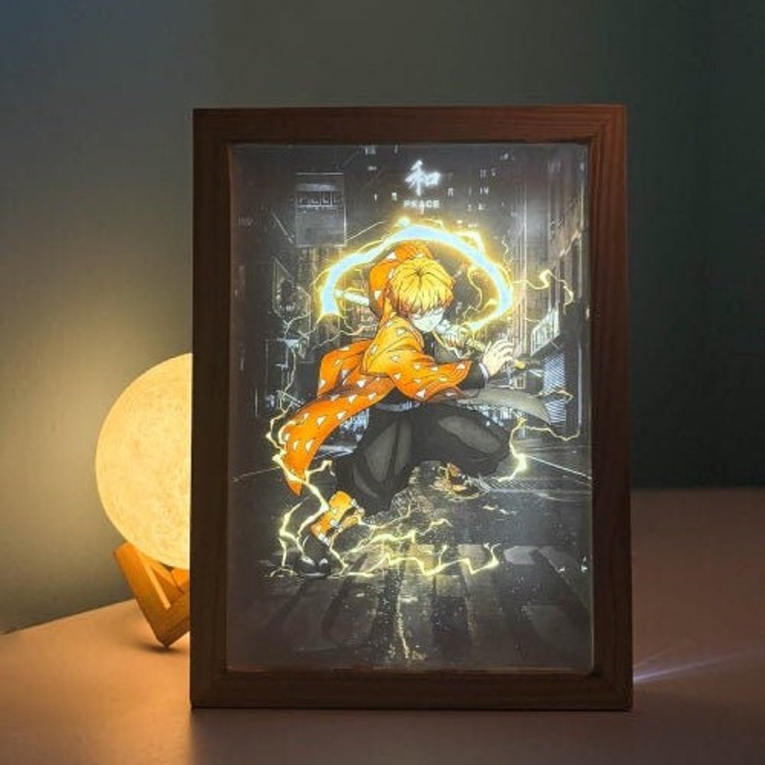 LED Frame Demon Slayer Light-up Painting, Wall Art Frame Light, the ...
