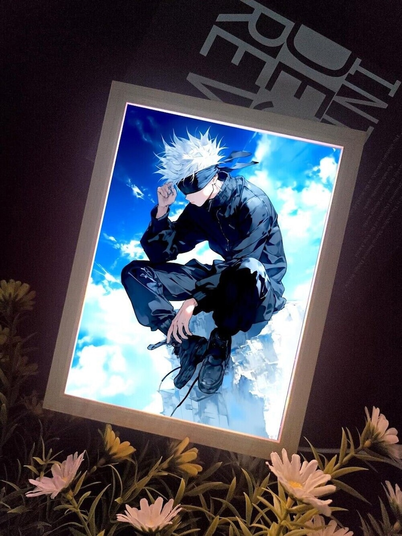 LED Frame Jujutsu Kaisen Gojo Light-up Painting, Wall Art Frame Light ...